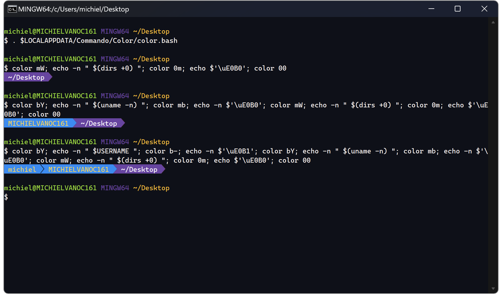 Prompt mockups in Git Bash – FFWD