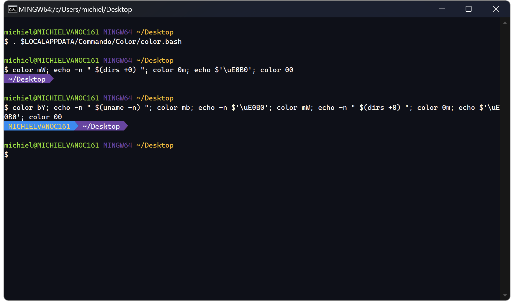 Prompt mockups in Git Bash – FFWD
